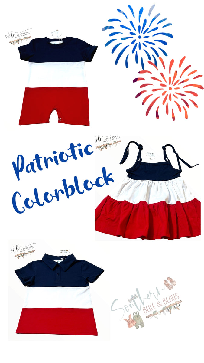 Kids' Red White & Blue Colorblock Polo Dress Romper – Southern Belle ...